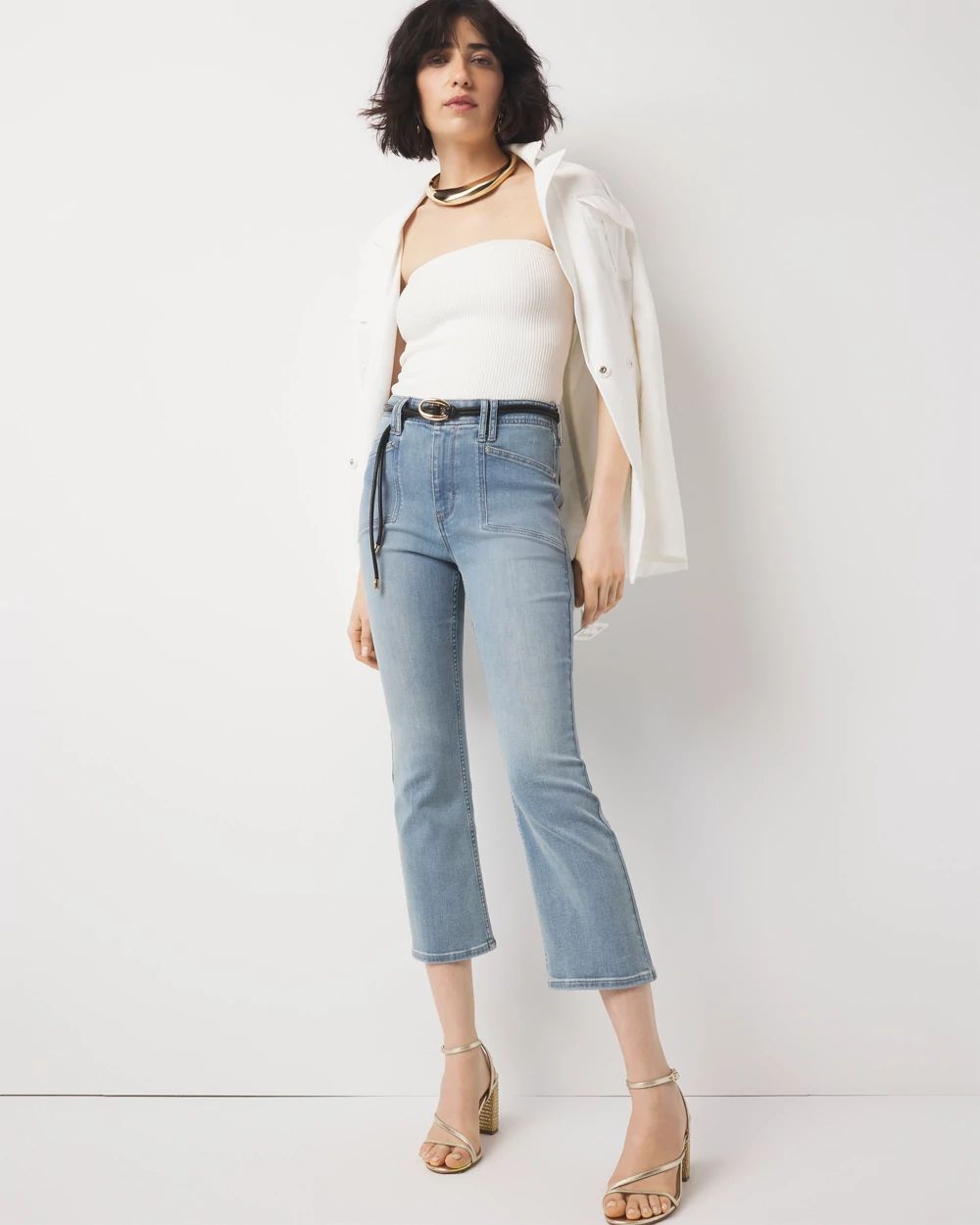 High-Rise Double Pocket Kick Flare Jean | White House Black Market