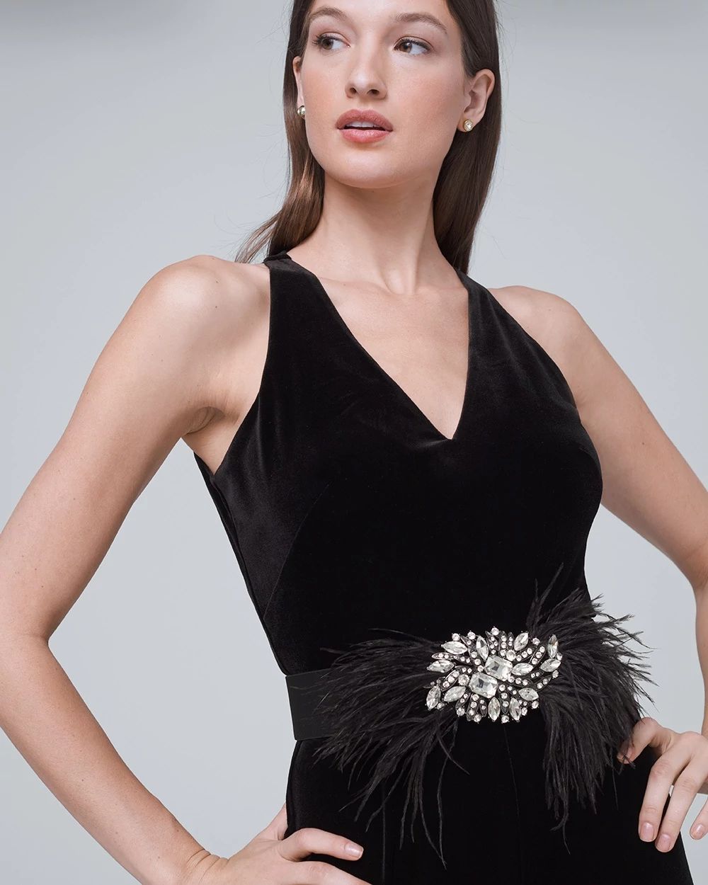 Feather-Trim Wide Stretch Belt | White House Black Market