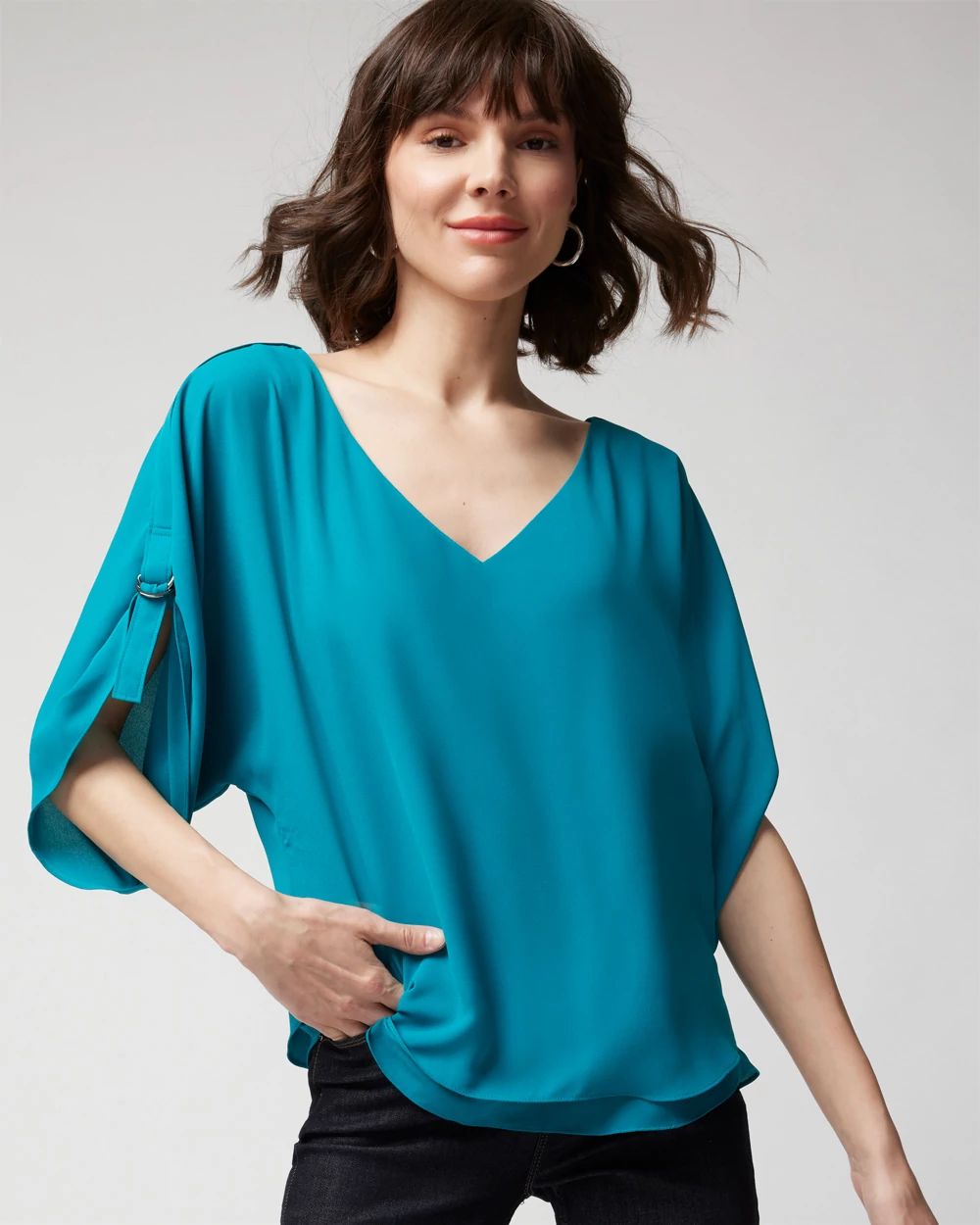 Utility Sleeve Kimono Blouse | White House Black Market