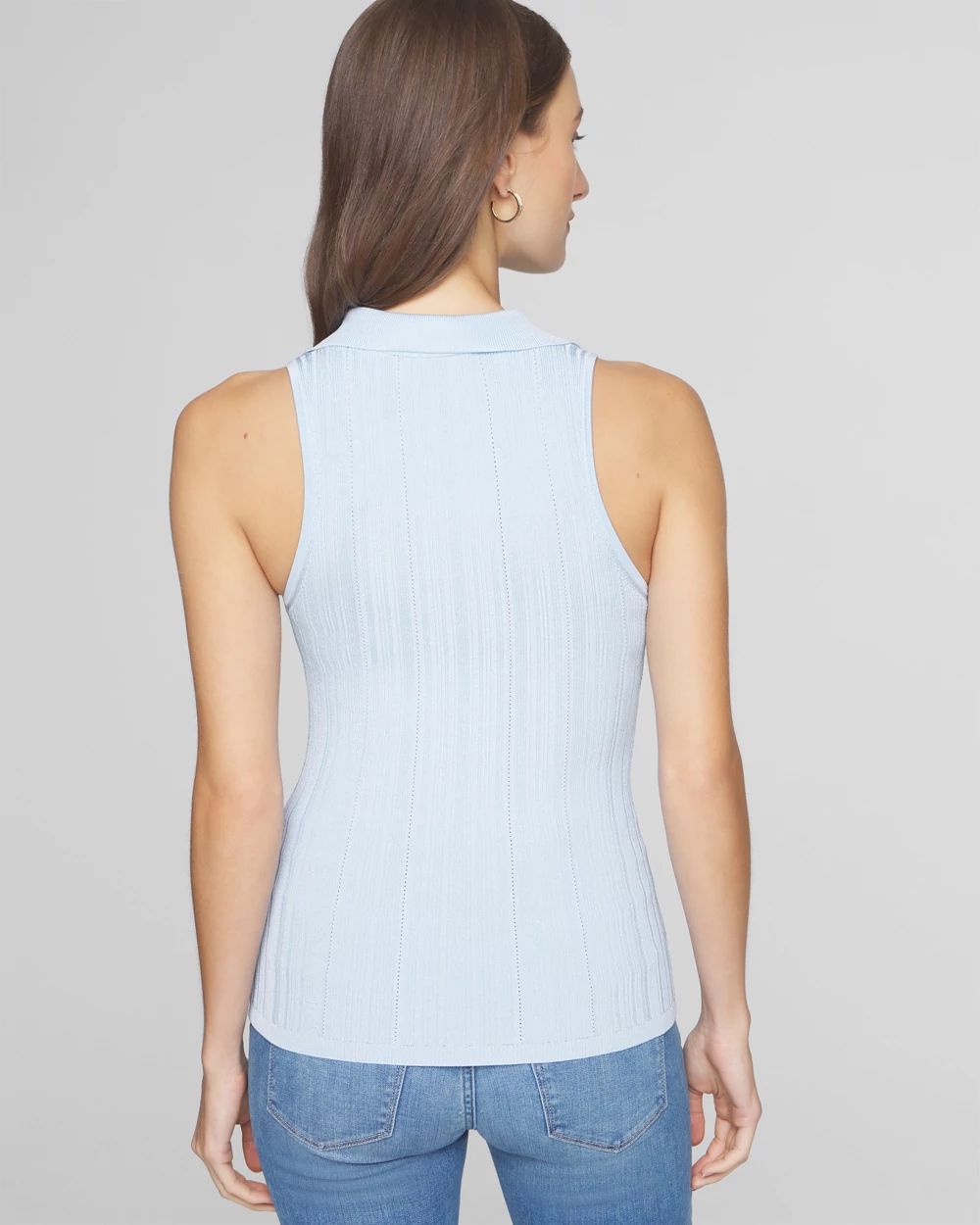 Half Zip Rib Halter Sweater Tank | White House Black Market