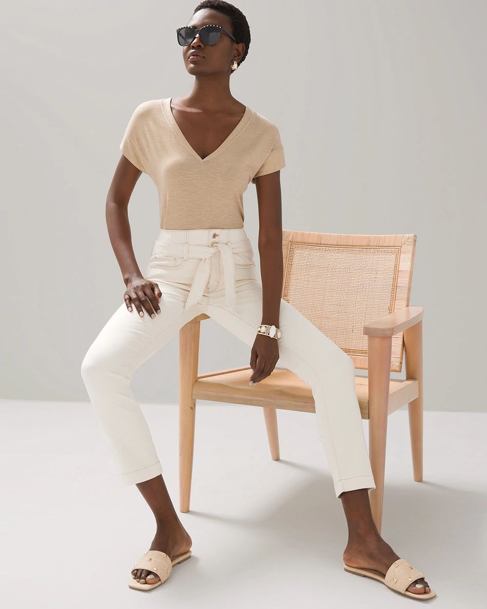 Extra High-Rise Tie Waist Slim Crops | White House Black Market