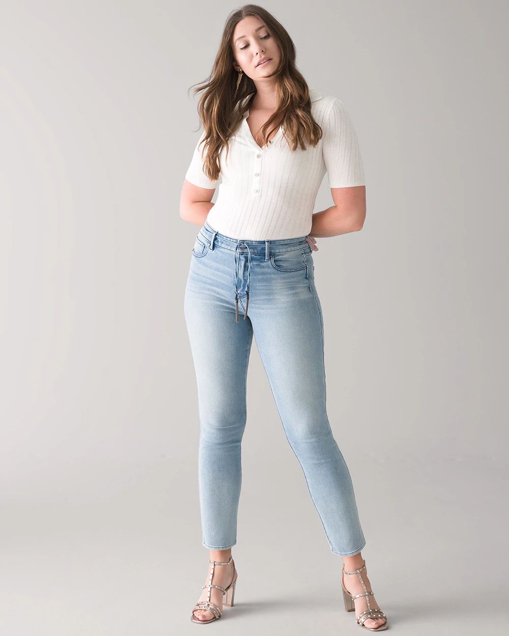 High-Rise Sculpt Tie-Waist Straight Jeans | White House Black Market