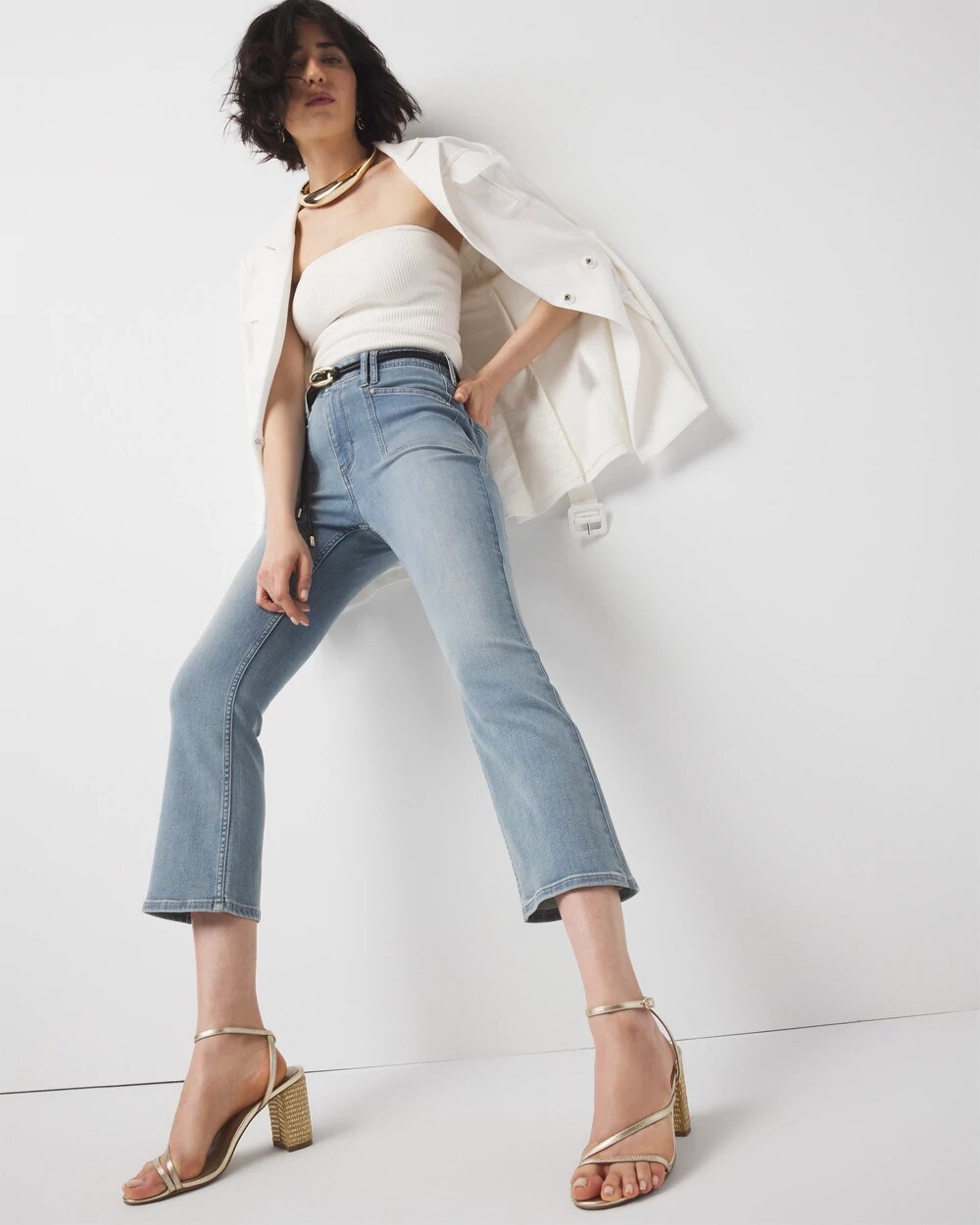 High-Rise Double Pocket Kick Flare Jean | White House Black Market