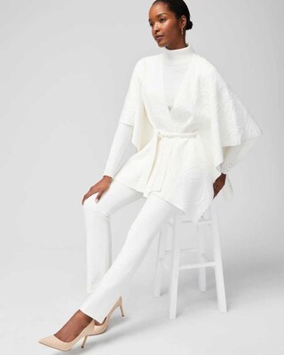 Rose Jacquard Belt Ruana | White House Black Market