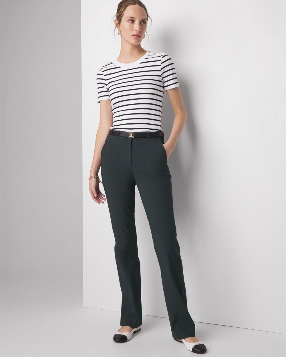 WHBM® Petite Lightweight Ines Slim Bootcut Pant | White House Black Market