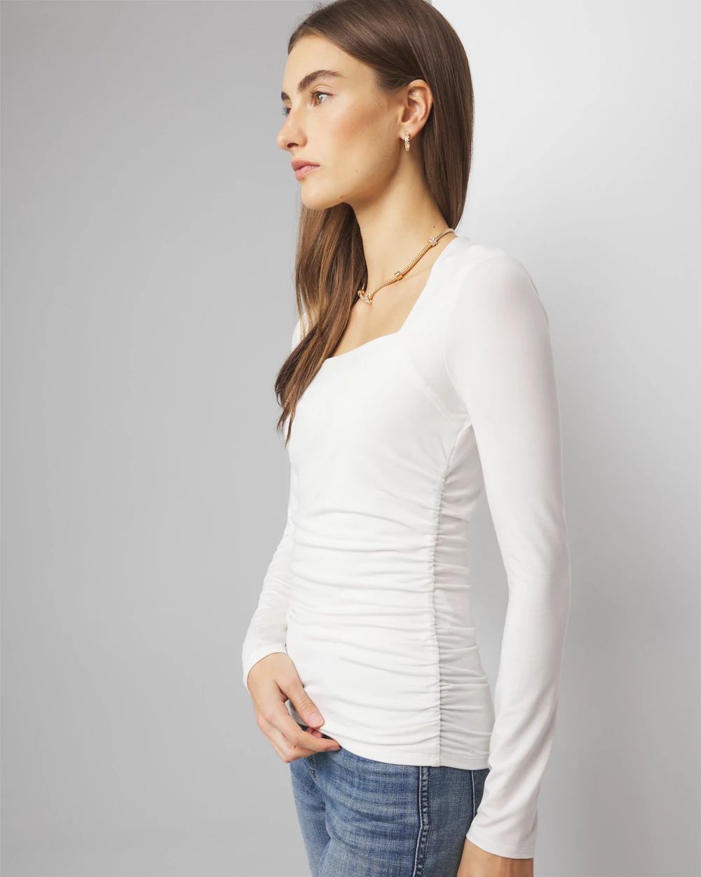 Square Neck Ruched Top | White House Black Market