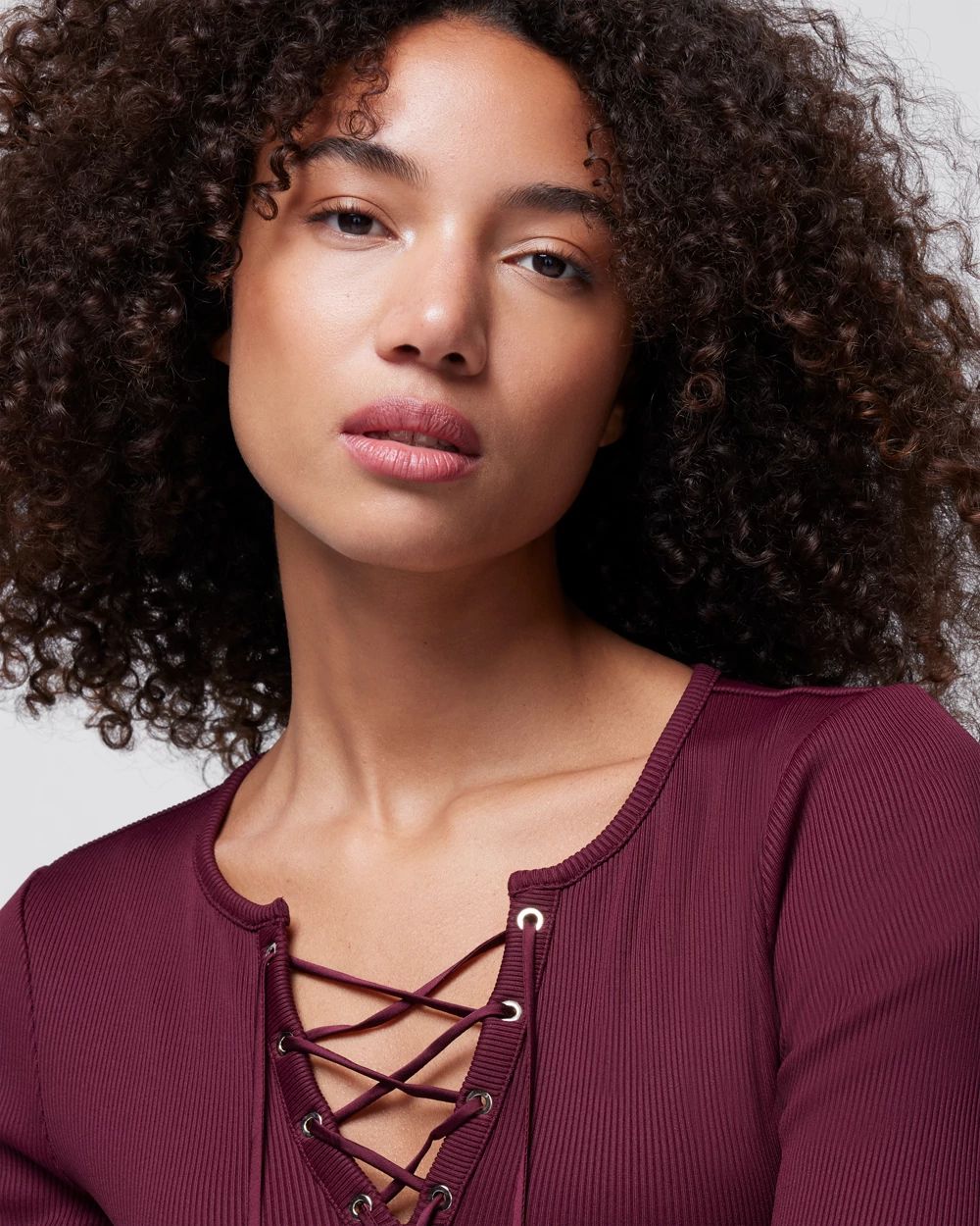 WHBM® FORME Lace-Up Short Sleeve Top | White House Black Market