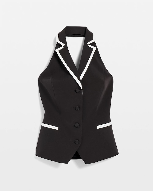 Contrast Piping Halter Vest | White House Black Market