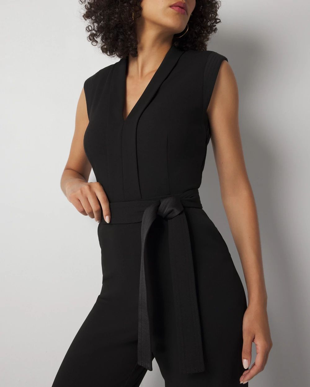 Petite Sleeveless Tie Waist Jumpsuit | White House Black Market