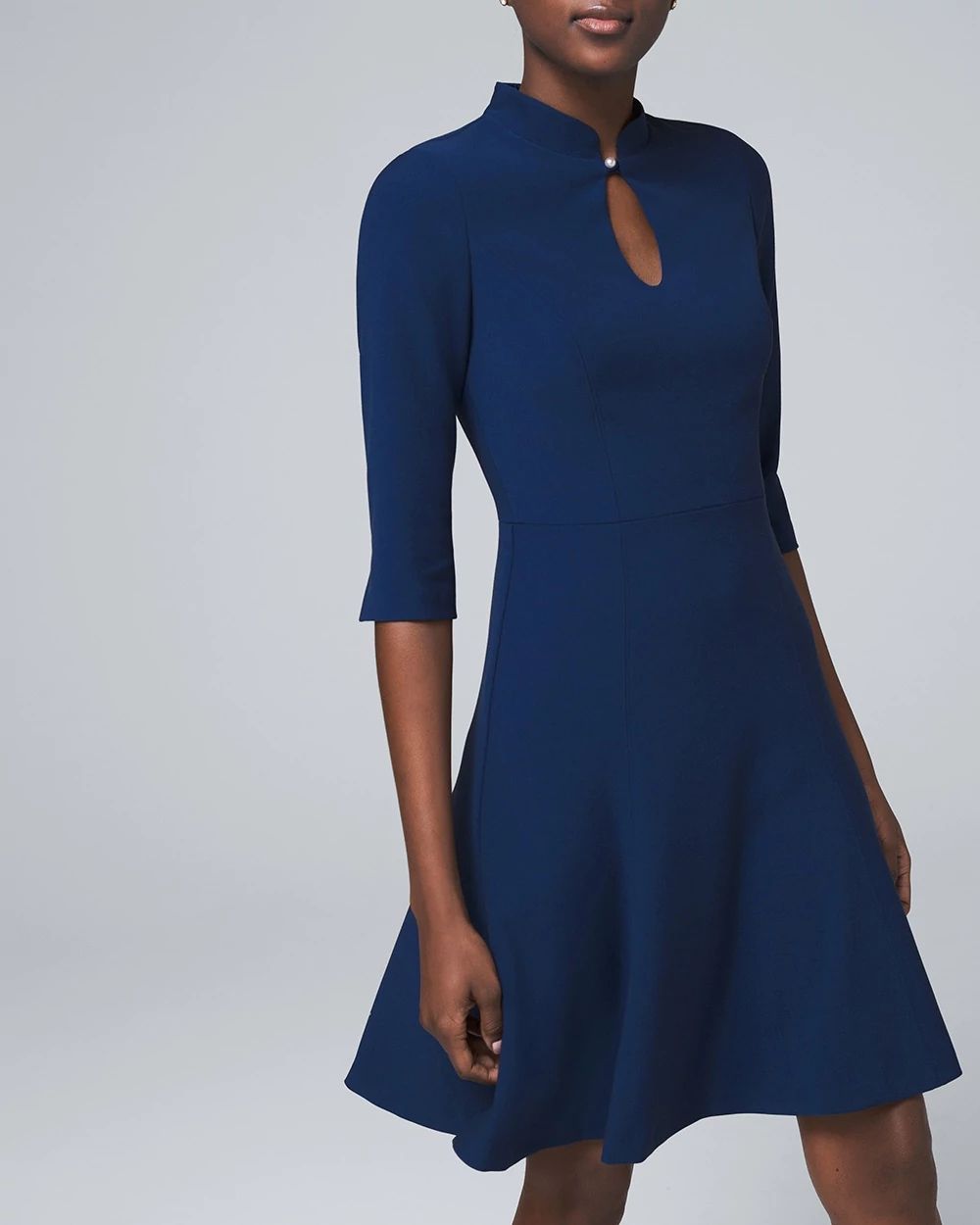 Keyhole-Neckline Fit-and-Flare Dress | White House Black Market