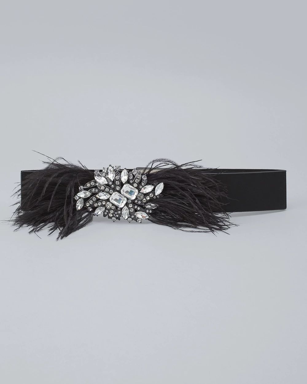 Feather-Trim Wide Stretch Belt | White House Black Market