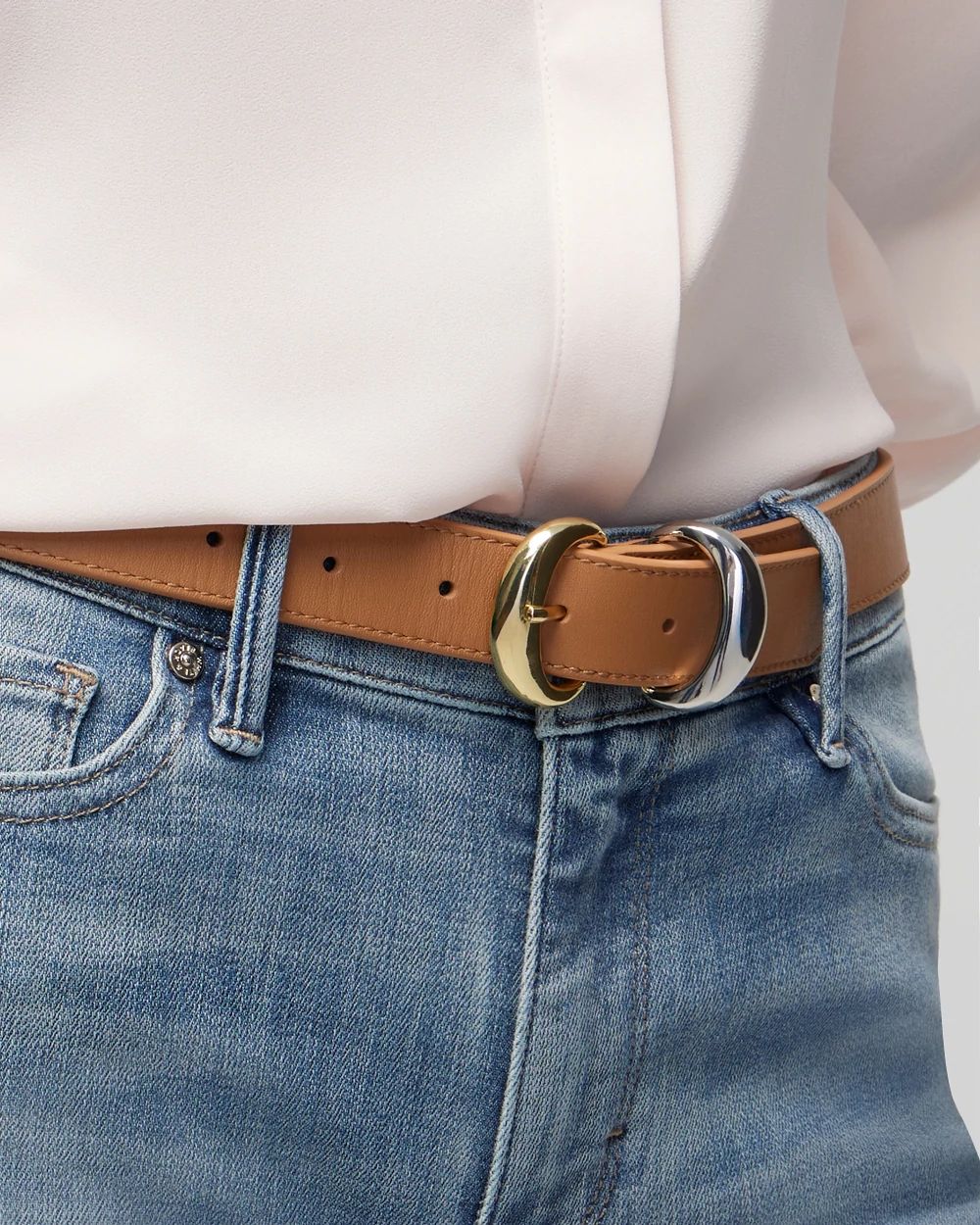 Mixed Metal Denim Belt | White House Black Market