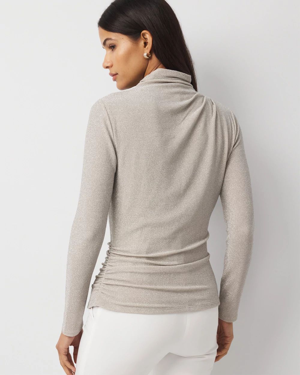 WHBM FORME™ Stretch Metallic Long-Sleeve Tee | White House Black Market