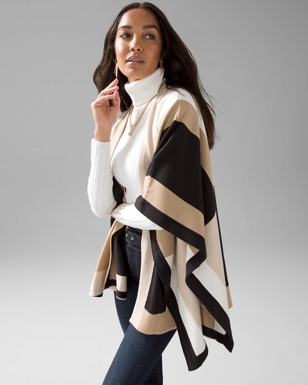 Sweater Colorblock Ruana | White House Black Market