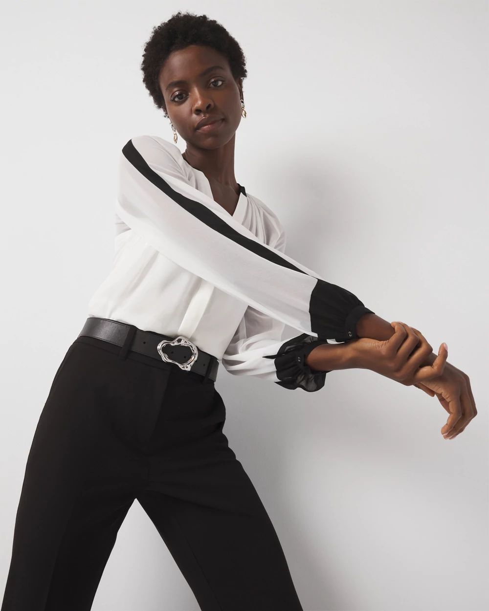 Chiffon Colorblock Blouse | White House Black Market