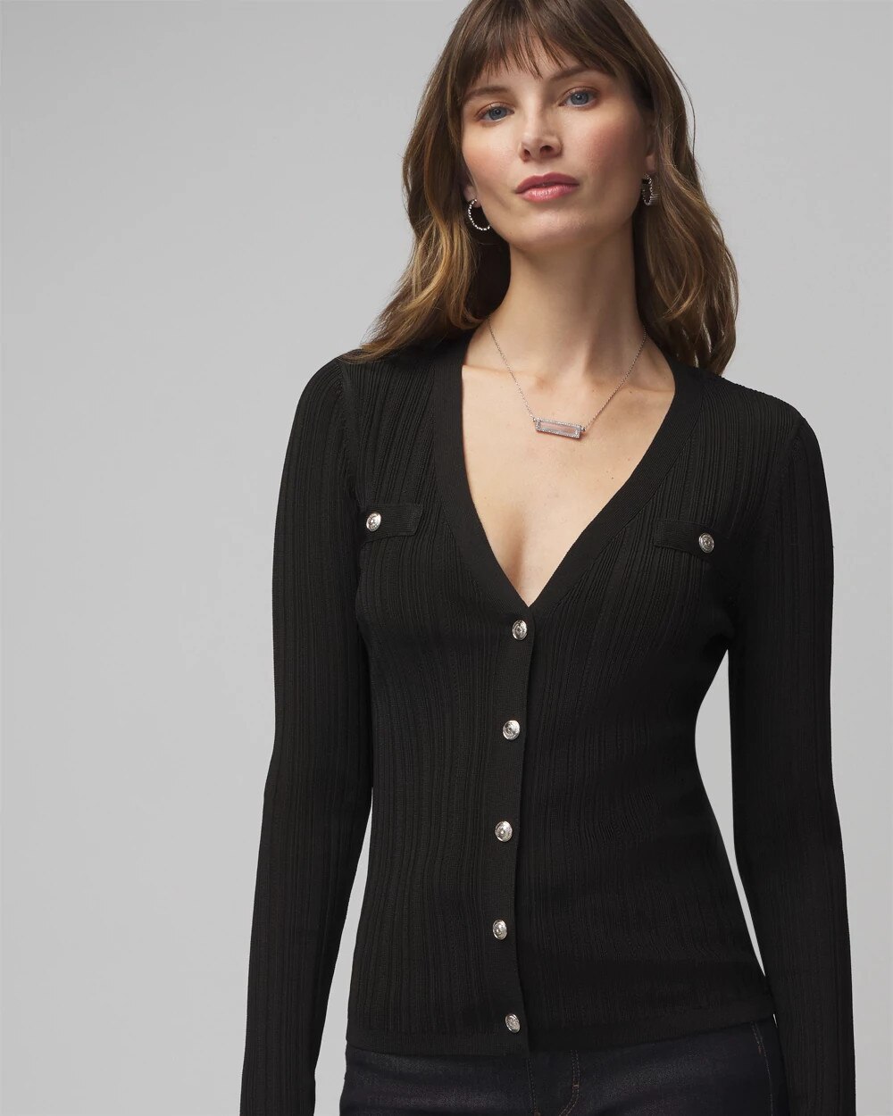 Long Sleeve Snap Front Cardigan | White House Black Market