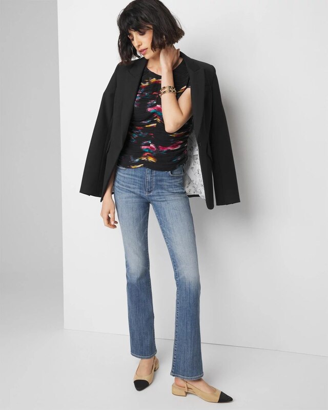 Keyhole Ruched Front Shell Top | White House Black Market