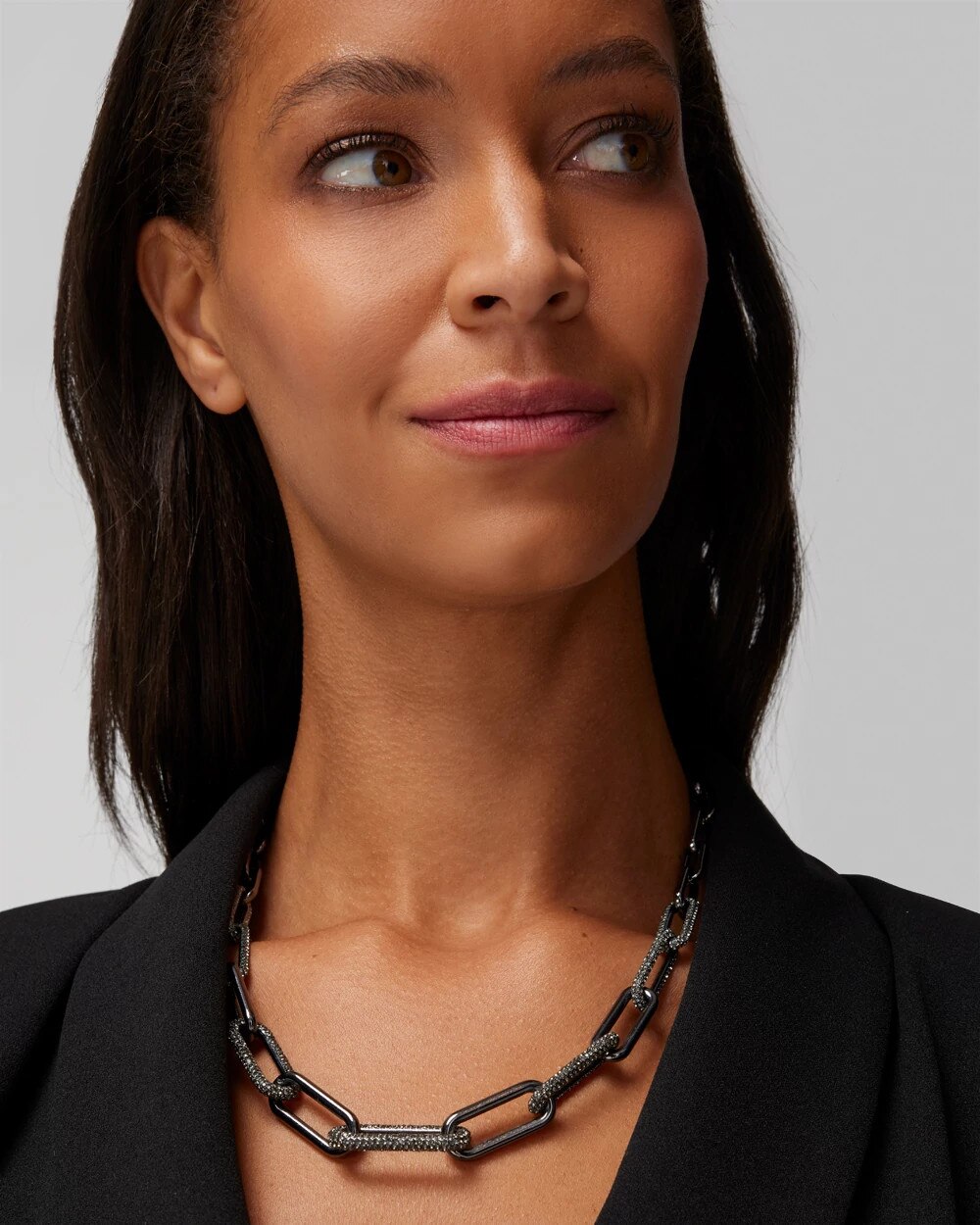 Hematite Crystal Links Short Strand Necklace | White House Black Market