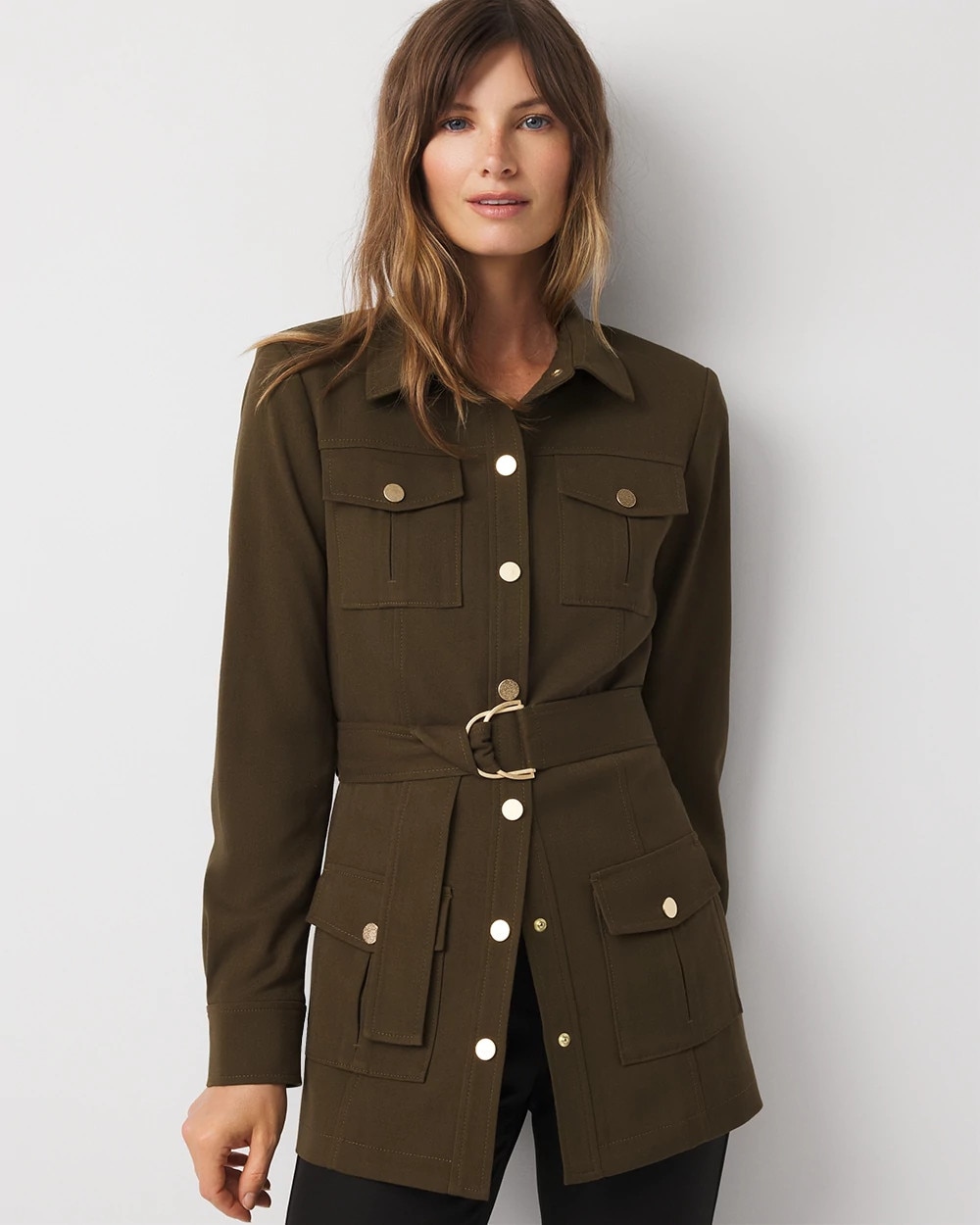 Twill Belted Utility Shacket | White House Black Market