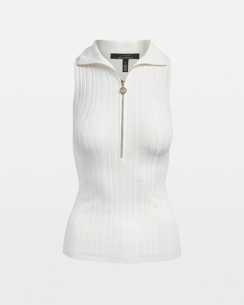 Half Zip Rib Halter Sweater Tank | White House Black Market