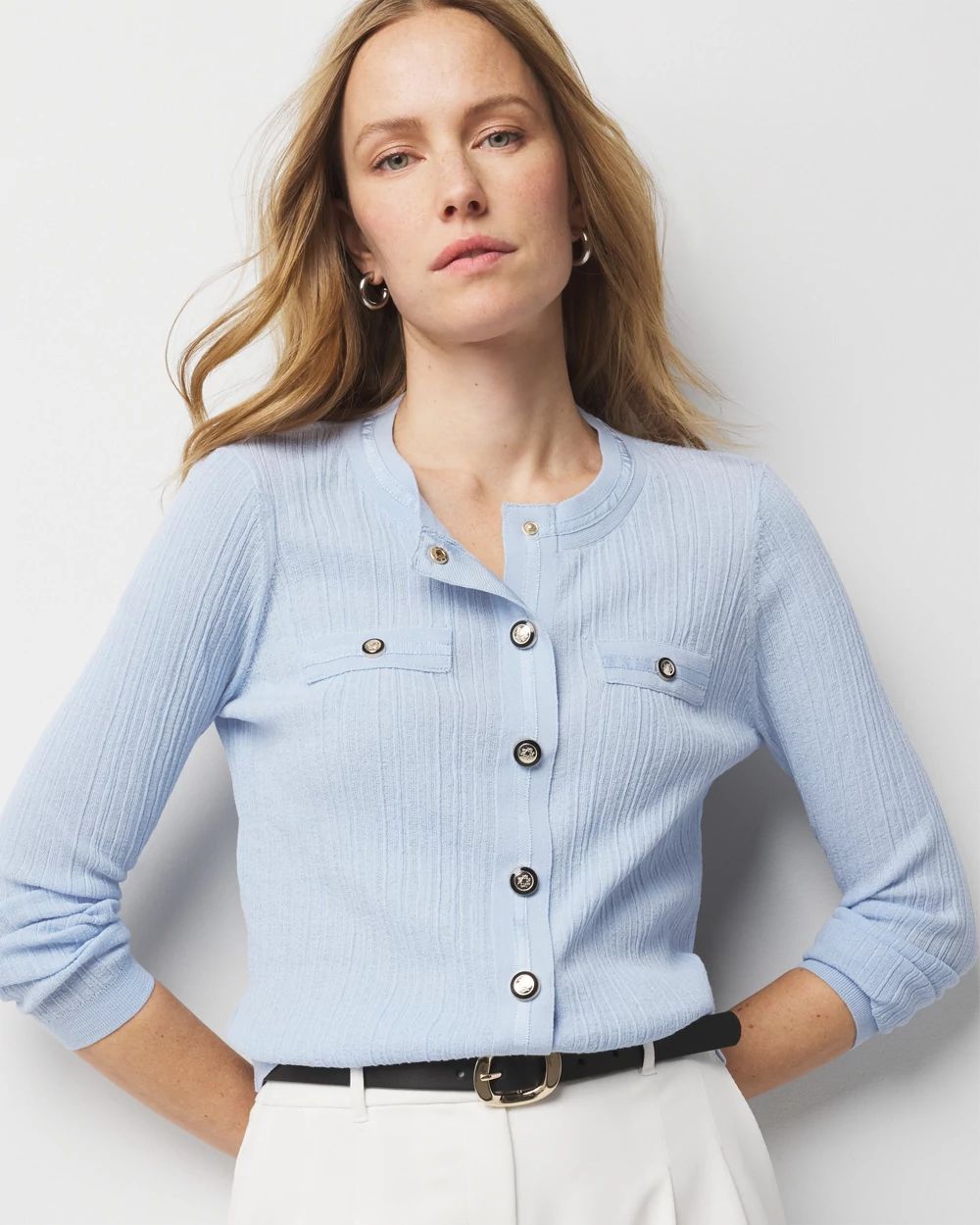 Snap Front Sweater Cardigan | White House Black Market